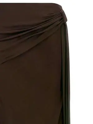 Elisabetta Franchi Knot Split Maxi Skirt - Brown