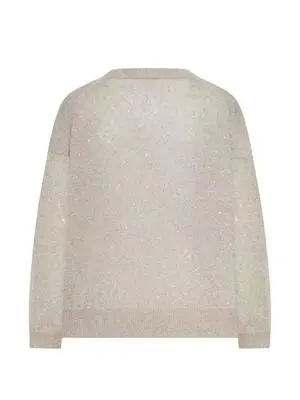 Brunello Cucinelli Sparkling Crew Neck Linen Sweater