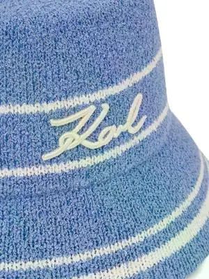 Karl Lagerfeld Signature Striped Bucket Hat
