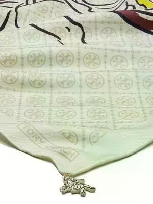 Tory Burch T-monogram Cherub Silk Neckerchief - Neutrals