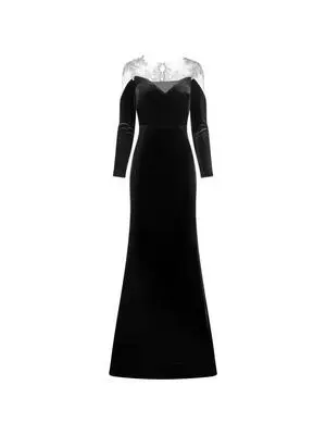 IMROSKA Leaf Embellished Maxi Dress - Black
