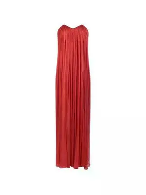 IMROSKA Gaia Metallic-finish Strapless Maxi Dress - Red