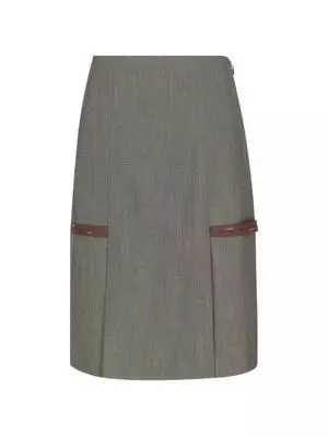 Fendi Straight Midi Skirt With Button Detail - Grey
