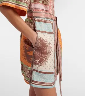 ALEMAIS Alberta Printed Linen Shirt Dress