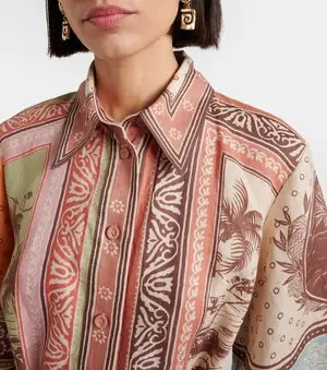 ALEMAIS Alberta Printed Linen Shirt Dress