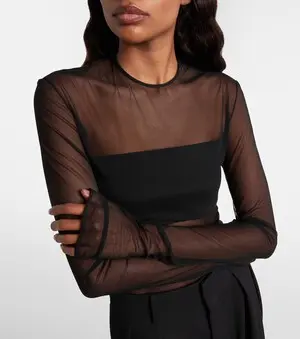 NENSI DOJAKA Sheer Long-sleeve Bodysuit