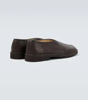 LEMAIRE Piped Leather Slip-on Shoes - Brown