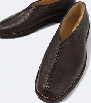 LEMAIRE Piped Leather Slip-on Shoes - Brown