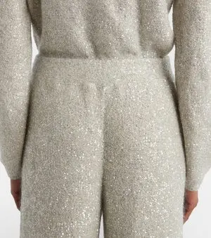 Brunello Cucinelli Sequined Wide-leg Trousers