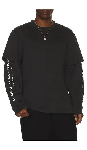 STAMPD S26 Double Layered Long Sleeve Relaxed Tee In . Also - Grey
