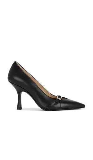 STUART WEITZMAN Georgie Pump 85 Buckled Leather Stiletto Heel - Black