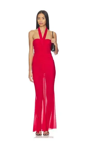 AFRM Sid Halterneck Ruched Maxi Dress