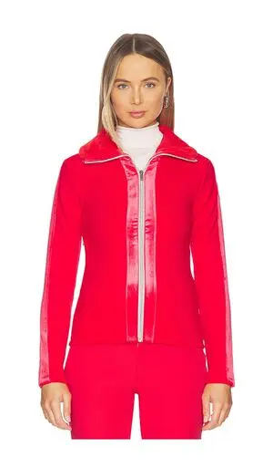 MY SUNDAY SKI Ribbed Zip Up Mid Layer Jacket - Red