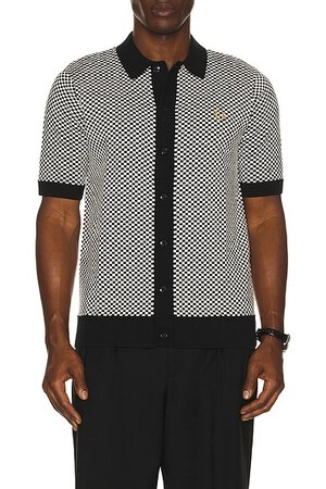 Fred Perry Chequrboard Button Thru Shirt - Black