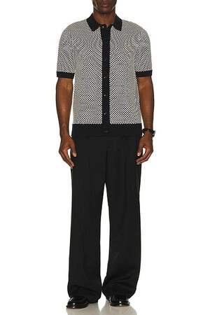 Fred Perry Chequrboard Button Thru Shirt - Black