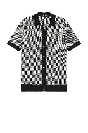 Fred Perry Chequrboard Button Thru Shirt - Black