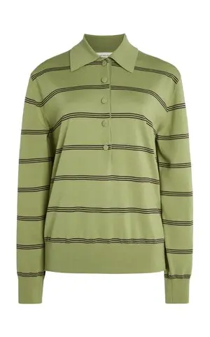 Dries Van Noten Striped Fine Knit Polo Sweater - Stripe