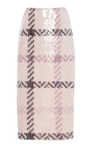 Brandon Maxwell The Mercer Paillette Patterned Midi Skirt - Plaid