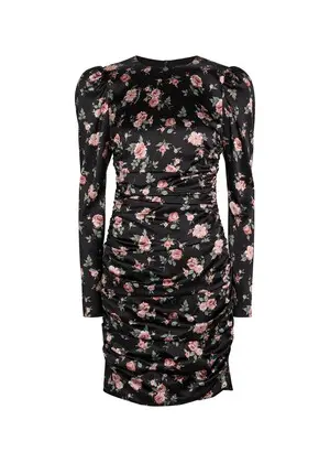 Dolce & Gabbana Floral Print Ruched Stretch-silk Mini Dress - Multicoloured 1