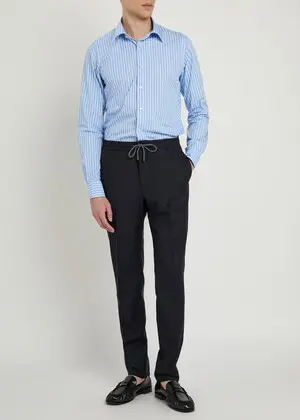 SLOWEAR Tapered-leg Wool Trousers With Drawstring Waist