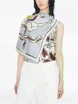 Tory Burch Printed Silk Cape Top - Purple