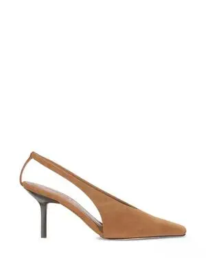 ARMARIUM Evelina Square-toe Suede Slingback Pumps - Brown