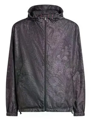Etro Paisley Print Hooded Windbreaker Jacket - Grey