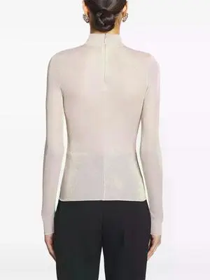 LANVIN High-shine Mock Neck Long Sleeve Top