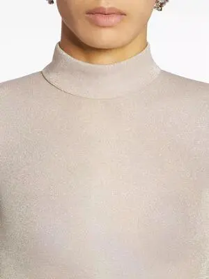 LANVIN High-shine Mock Neck Long Sleeve Top