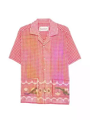 BAZISZT Checked Embroidered Shirt - Red