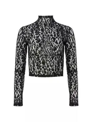 MIA PECULIAR Lace Animal Print Long Sleeve Top