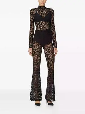 MIA PECULIAR Lace Animal Print Long Sleeve Top