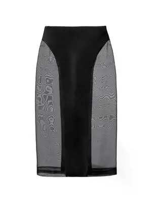 MIA PECULIAR Sheer-detail Midi Skirt - Black