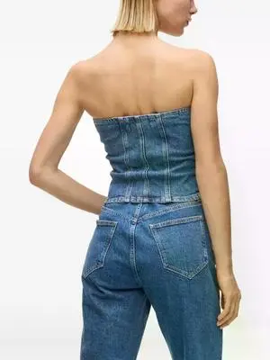 Karl Lagerfeld Denim Corset Top With Lace-up Detail - Blue