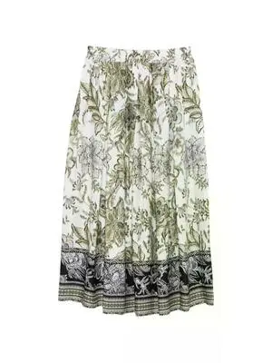 FAY Floral Midi Skirt - White
