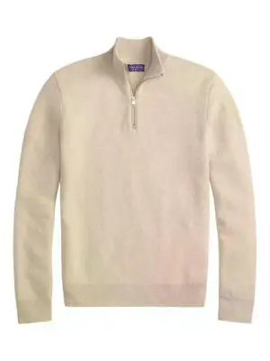 Ralph Lauren Purple Label Cashmere Quarter-zip Sweater - Neutrals