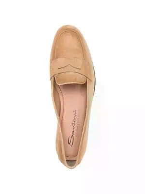 Santoni Calf Leather Penny Loafers - Neutrals