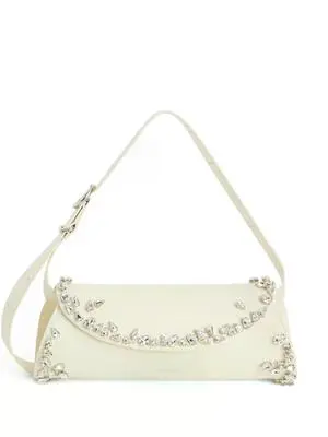 JIL SANDER Small Cannolo Shoulder Bag With Crystal Embellishments - Neutrals