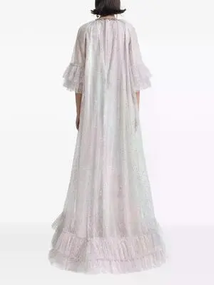 GEMY MAALOUF Embellished Ruffled Maxi Kaftan - Neutrals