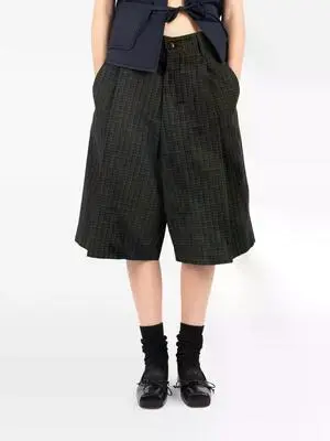 SOCIETE ANONYME Checked Pleated Shorts - Grey