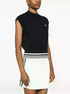 AUTRY Sleeveless Knit Vest With Striped Hem - Blue