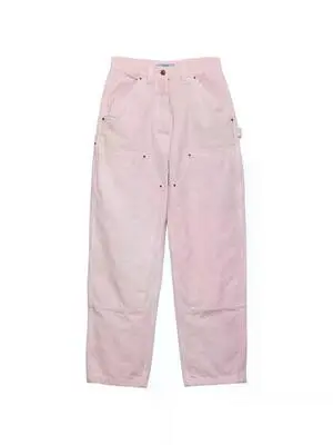 Prada Wide-leg Canvas Trousers With Logo Detail - Pink