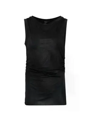 Avant Toi Sleeveless Gathered Top - Black