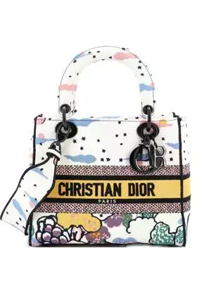 Dior Lady D-Lite Embroidered Canvas Medium Satchel Multicolour