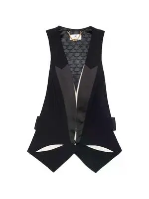 Elisabetta Franchi Lightweight Crêpe Waistcoat With Two-colour Cut-outs - Black