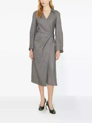 Tory Burch Wool Wrap Dress With Buckle Detail
