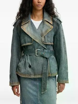 Miss Sixty Belted Double-breasted Denim Jacket - Blue