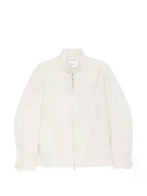 LARDINI Zip Linen Jacket With Stand Collar