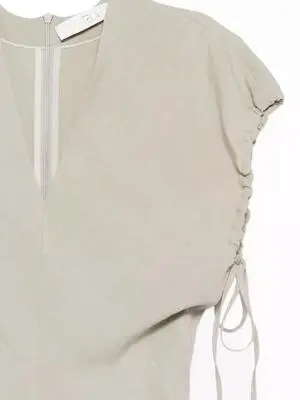 TELA D. Luna Drawstring V-neck Midi Dress