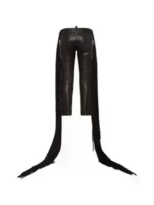 Dsquared2 Cropped Leather Trousers With Fringe Detail